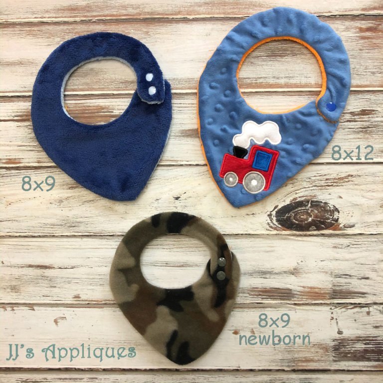 Baby Bib Bandana Style with Side Snap - JJ's Appliqués Machine Embroidery